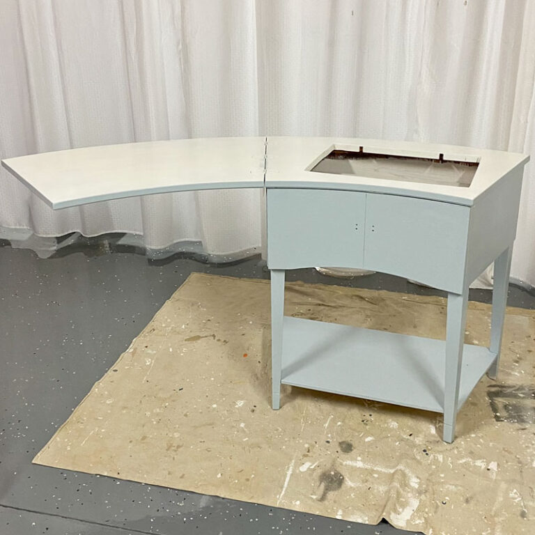 DIY Bar Cart from a Vintage Sewing Machine Cabinet | Chica and Jo