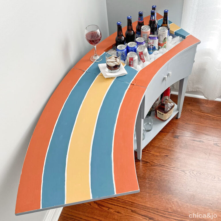 DIY Bar Cart from a Vintage Sewing Machine Cabinet | Chica and Jo