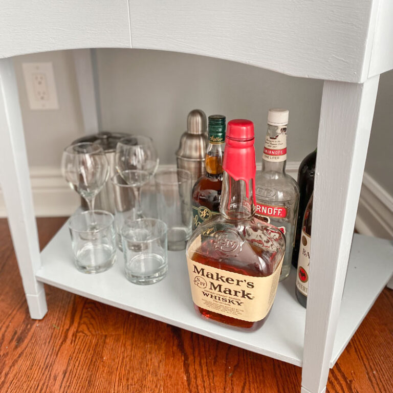 DIY Bar Cart from a Vintage Sewing Machine Cabinet | Chica and Jo